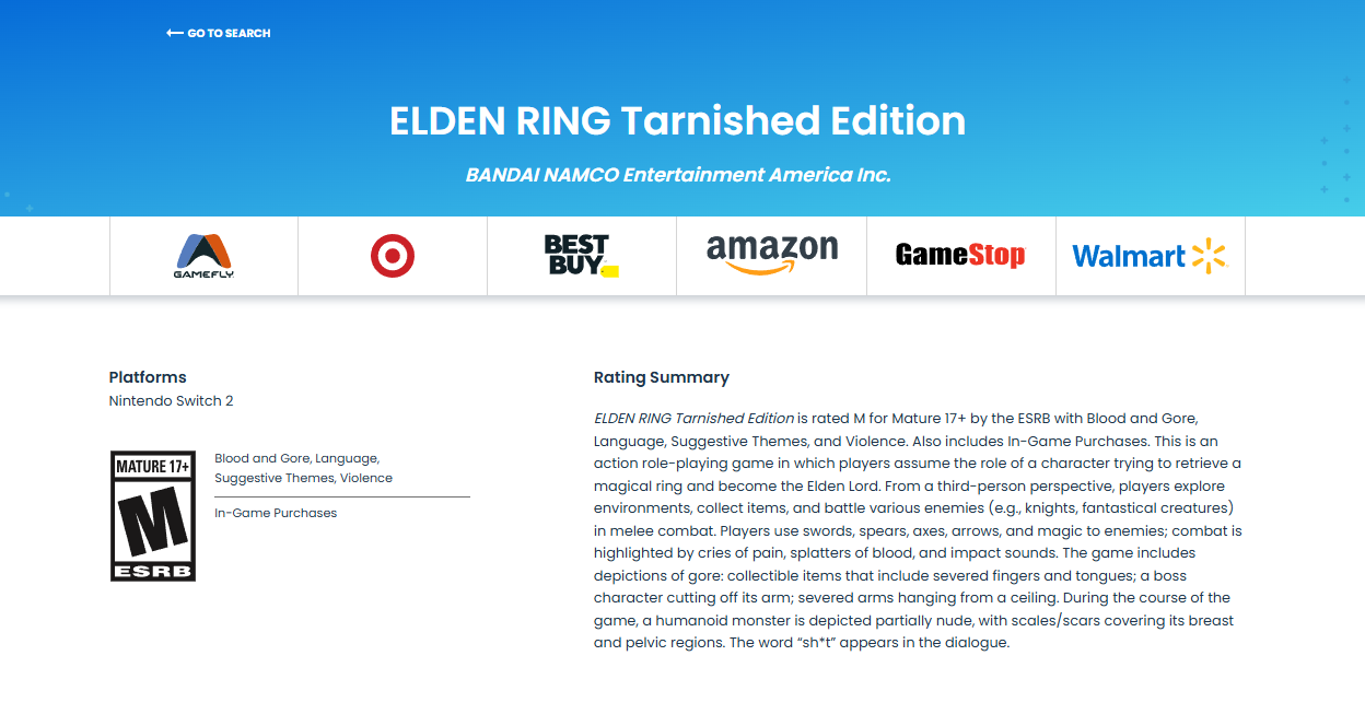 Switch 2-версия Elden Ring получила возрастной рейтинг — релиз не за горами | StopGame